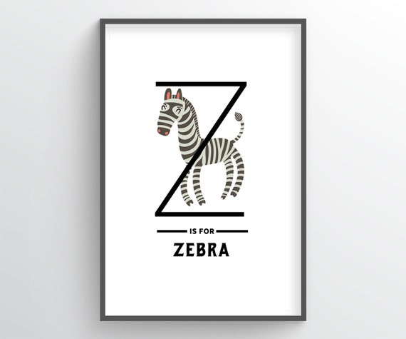 Animal Alphabet Poster Art letter Z Home | Etsy