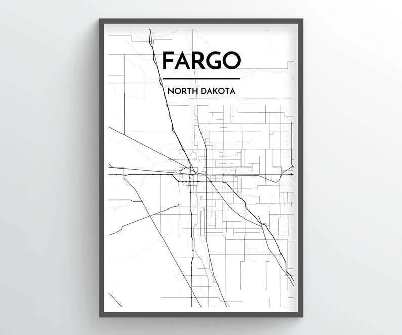 FARGO United States City Map Print // modern minimalist art | Etsy