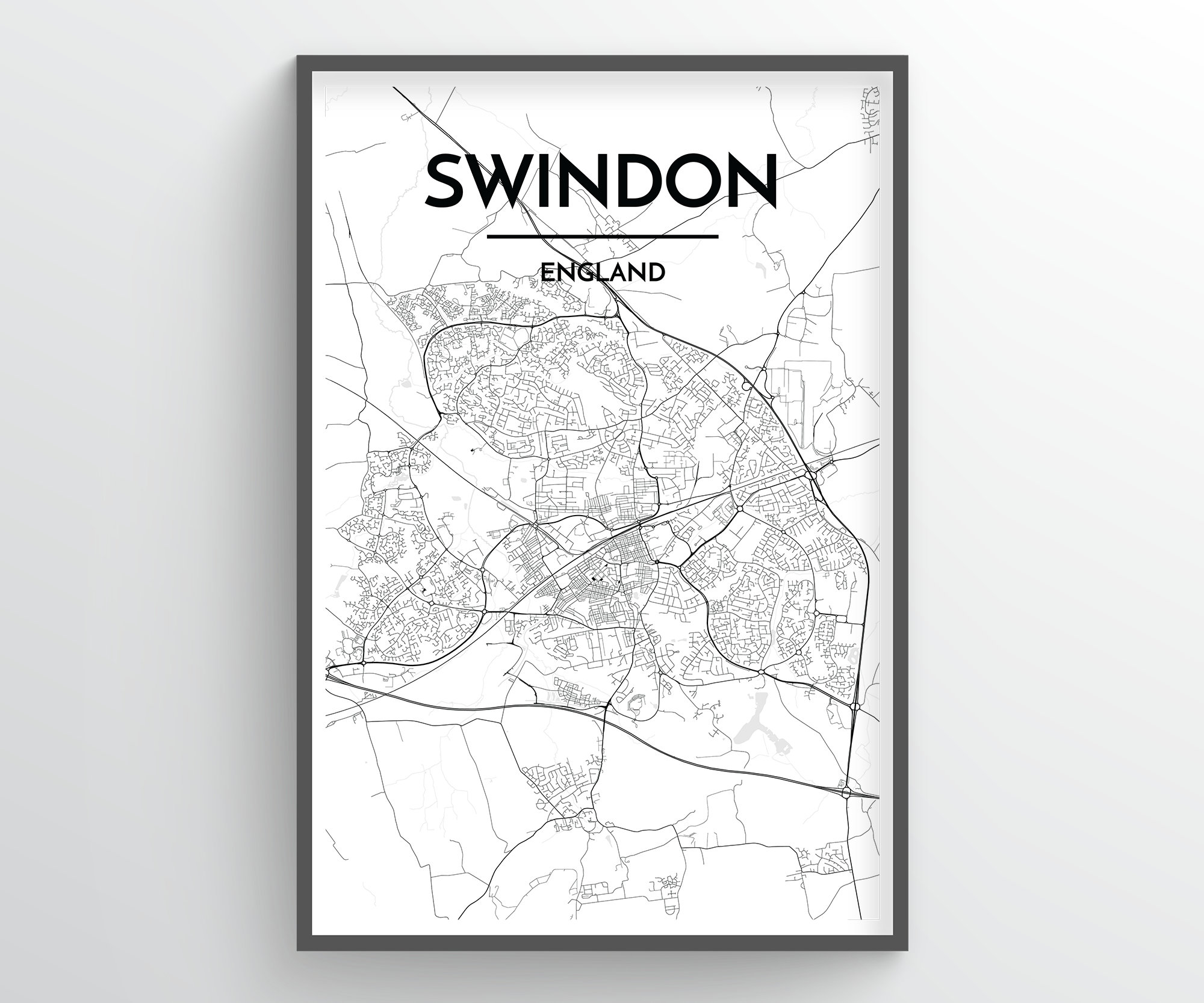 SWINDON England City Map Print // home decor office decor - Etsy España