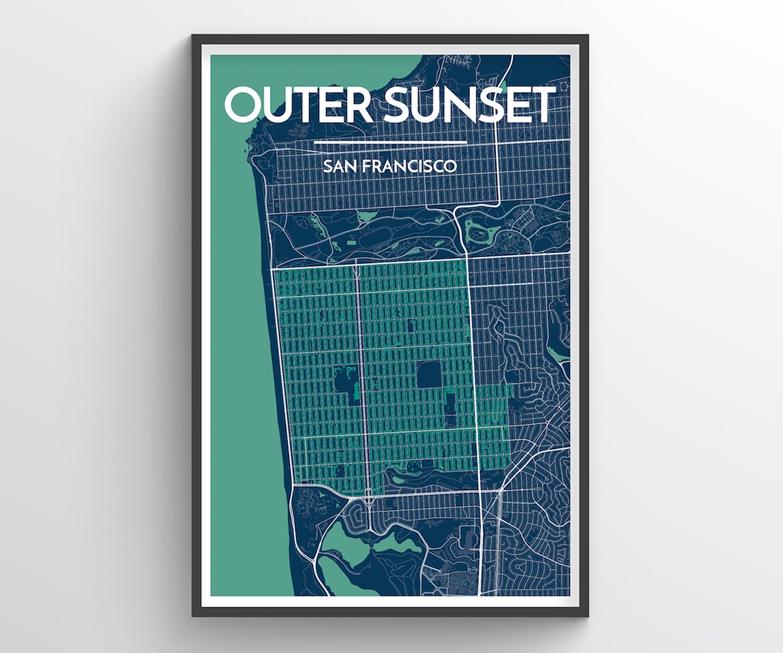 Outer Sunset of SAN FRANCISCO United States City Map Print - Etsy