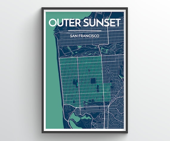 Outer Sunset of SAN FRANCISCO United States City Map Print | Etsy