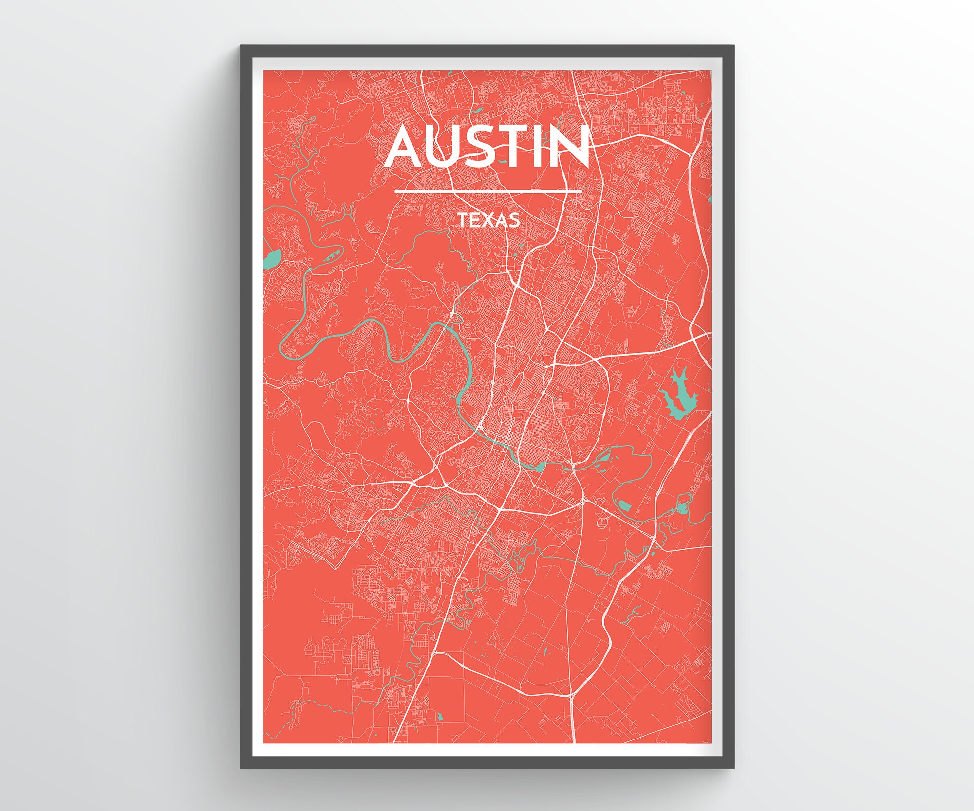 AUSTIN United States City Map Print // Modern Minimalist Art - Etsy
