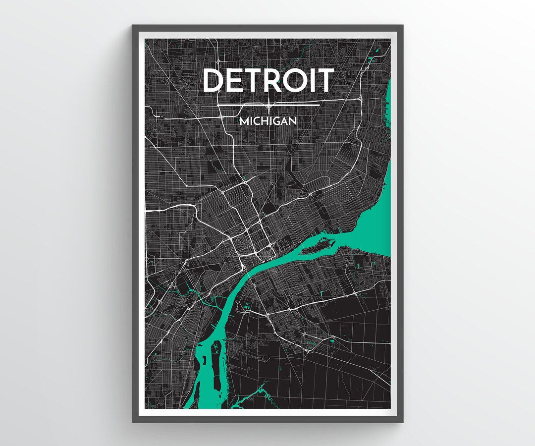 DETROIT, United States, City Map Print // Modern Minimalist Art Design ...