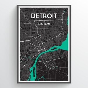 DETROIT, United States, City Map Print // Modern Minimalist Art Design ...