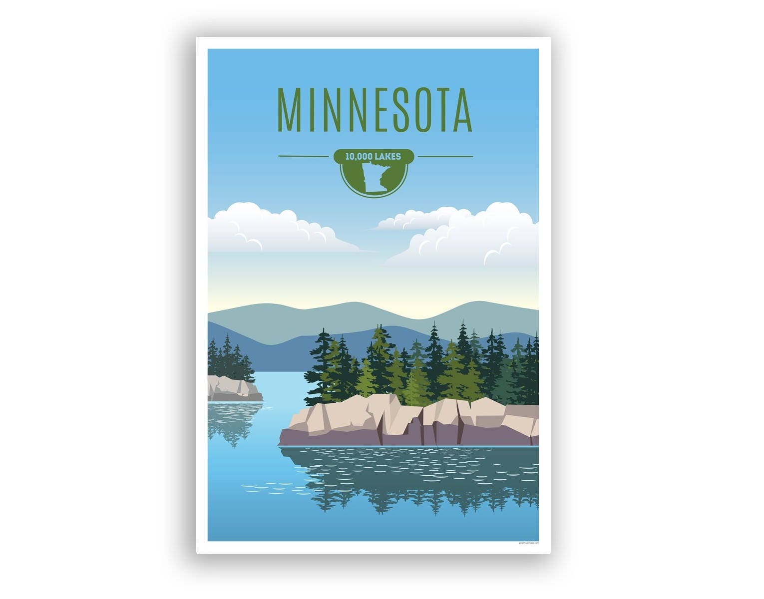 Minnesota State Map Print // modern minimalist art design home | Etsy