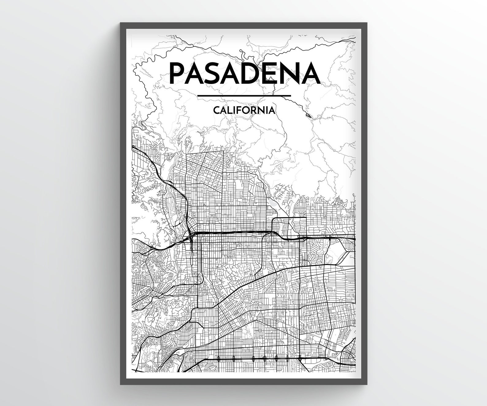 PASADENA United States City Map Print // Modern Minimalist - Etsy