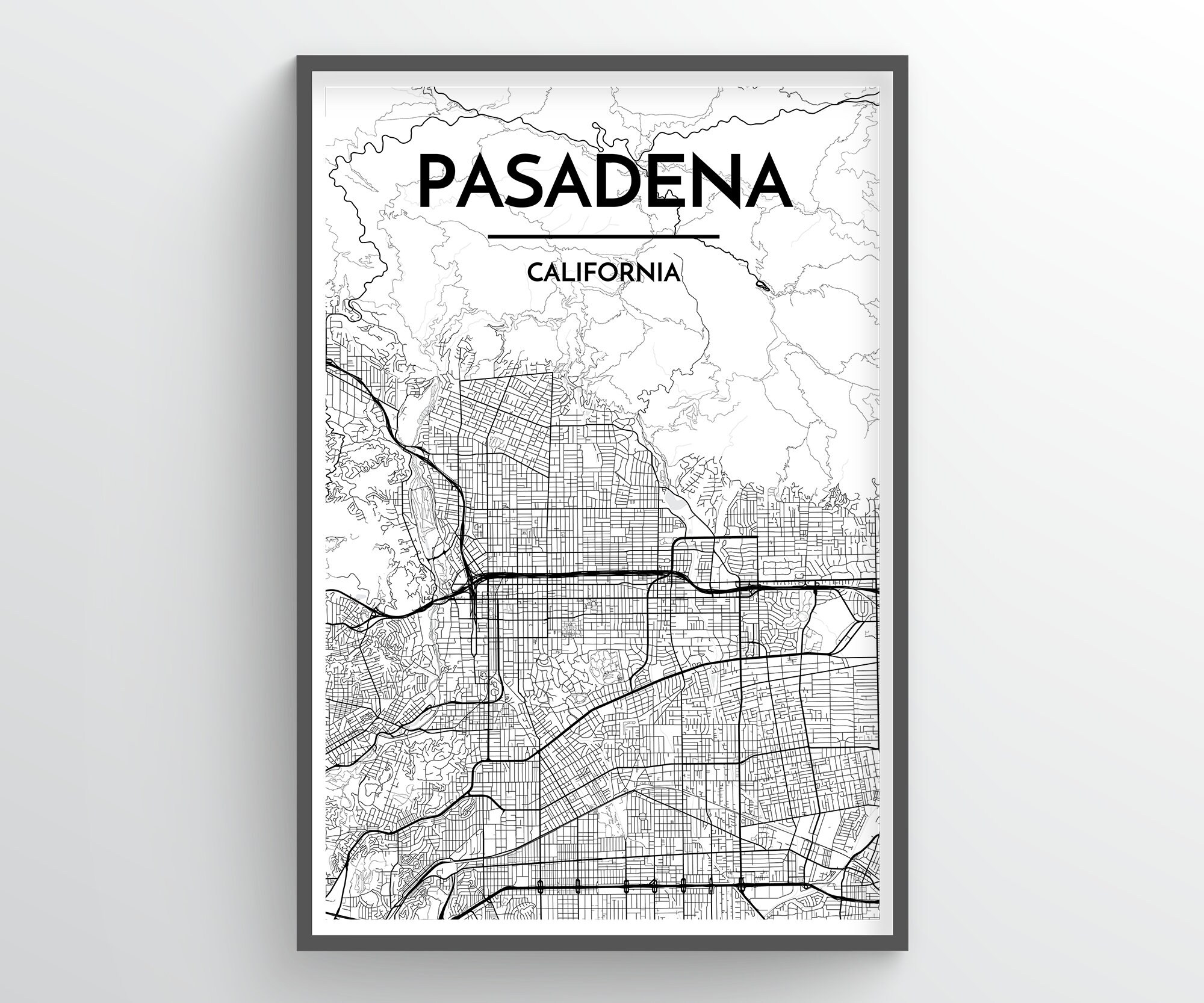 PASADENA United States City Map Print // Modern Minimalist - Etsy