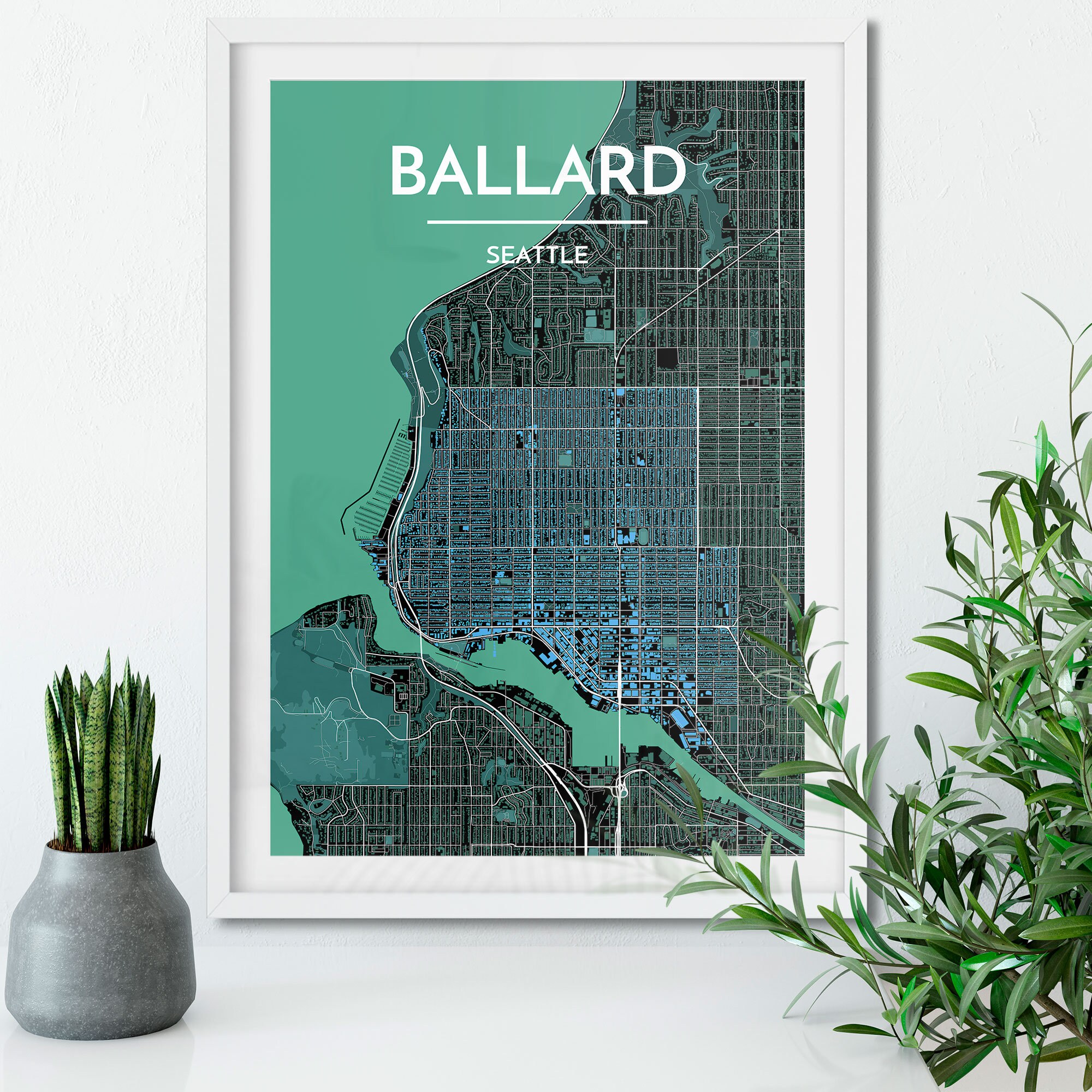 Ballard of SEATTLE UNITED STATES City Map Print // home | Etsy