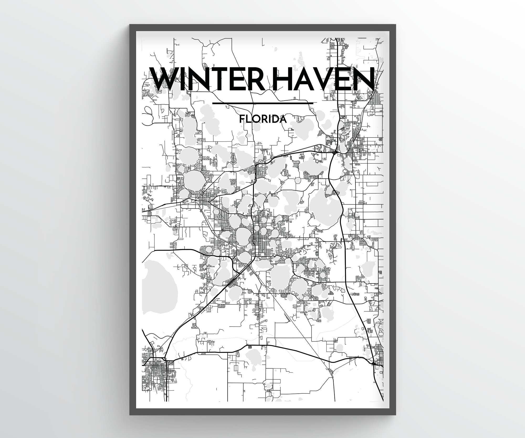 WINTER HAVEN Florida City Map Print // Modern Minimalist - Etsy UK