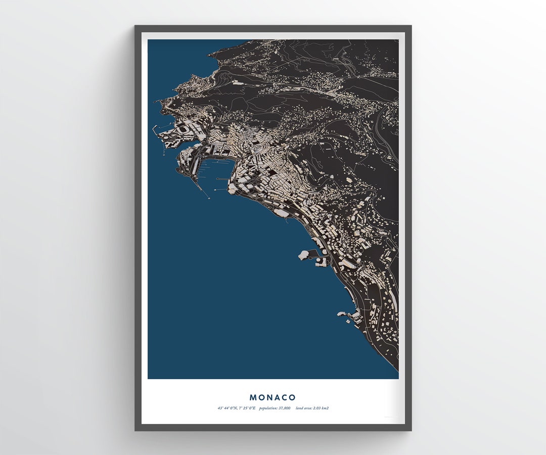 Monaco Map 3D City Model Map Art, Modern Map Art, Home Decor, Room Wall ...