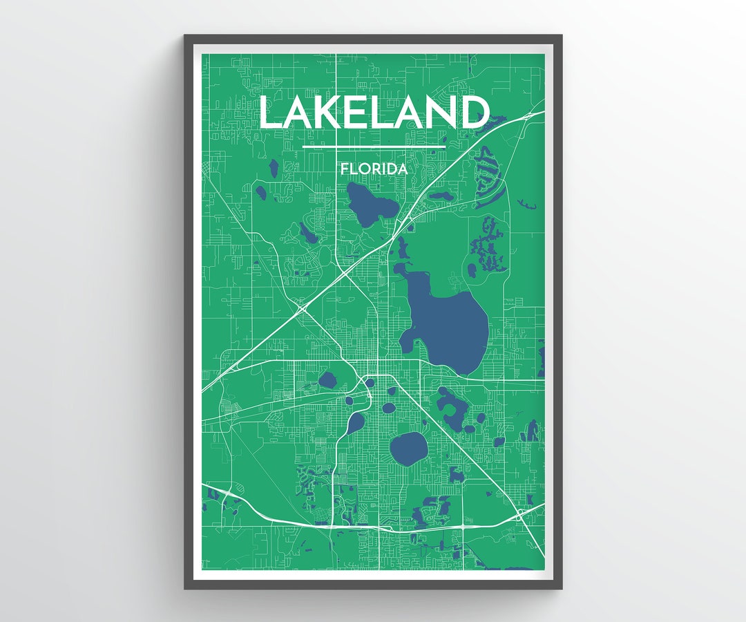 LAKELAND, Florida City Map Print // Modern Minimalist Art Design Home ...
