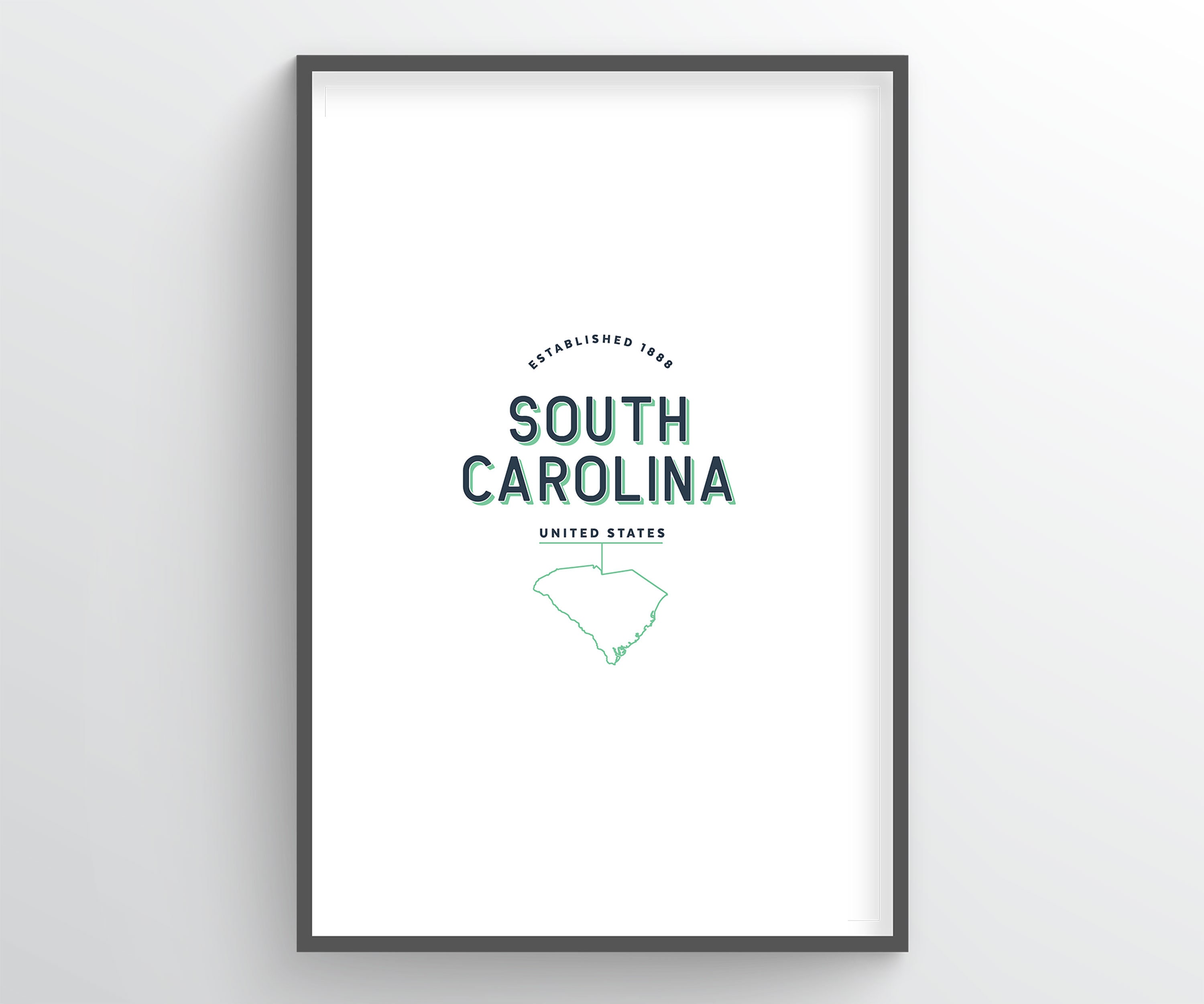 South Carolina State Word Art Print Style: State | Etsy