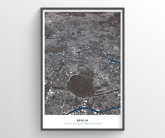 Berlin Map 3D City Model map art modern map art home | Etsy