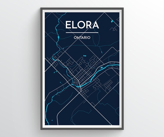 ELORA ONTARIO City Map Print // home decor office decor | Etsy