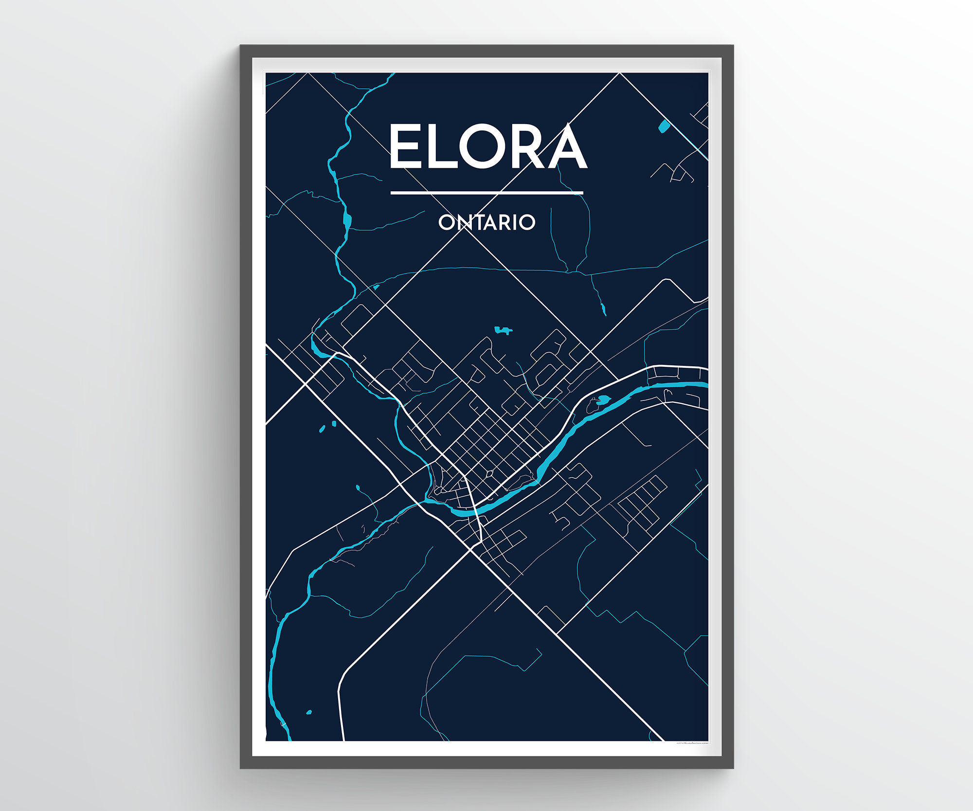 ELORA ONTARIO City Map Print // home decor office decor | Etsy