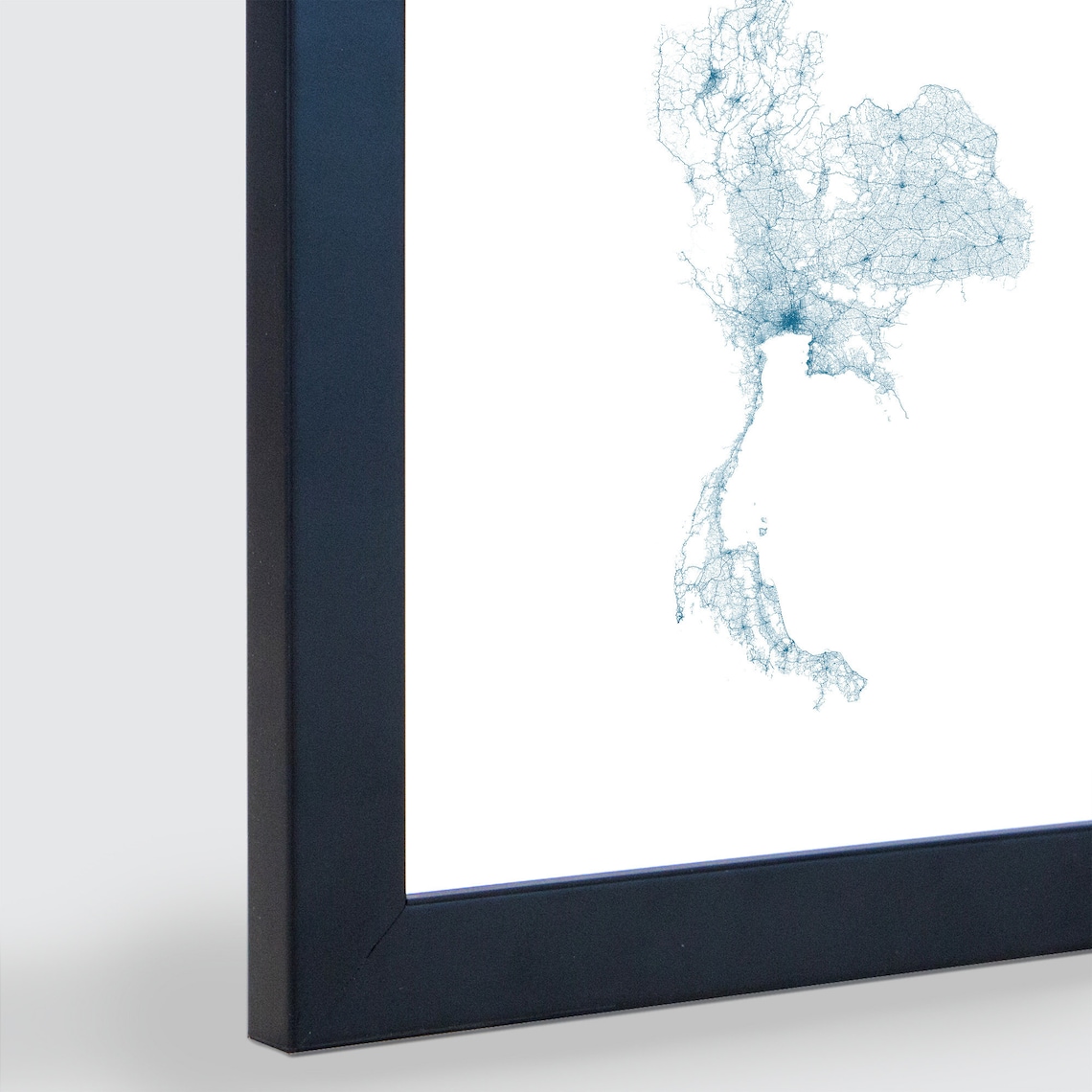 Thailand Map Poster Art Every road in Thailand map art | Etsy
