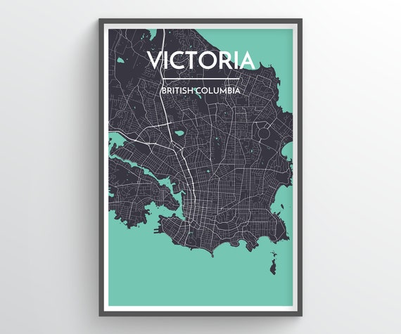 Prints Art & Collectibles VICTORIA Canada map poster Hometown City ...