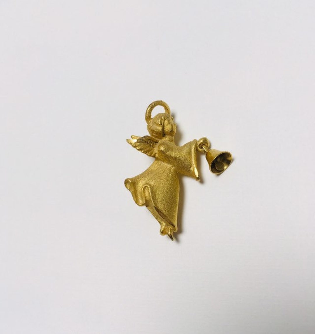 Angel Angel Pin Gold Plated Angel Pin with Dangling Bell - Etsy.de