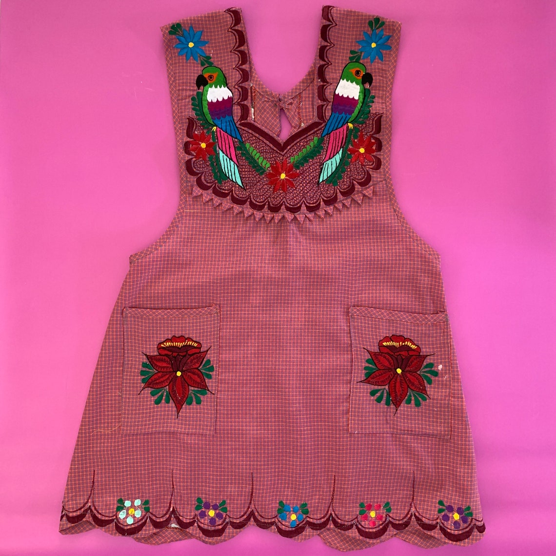 Handmade Mexican Apron With Embroidered Flowers // Size Medium - Etsy
