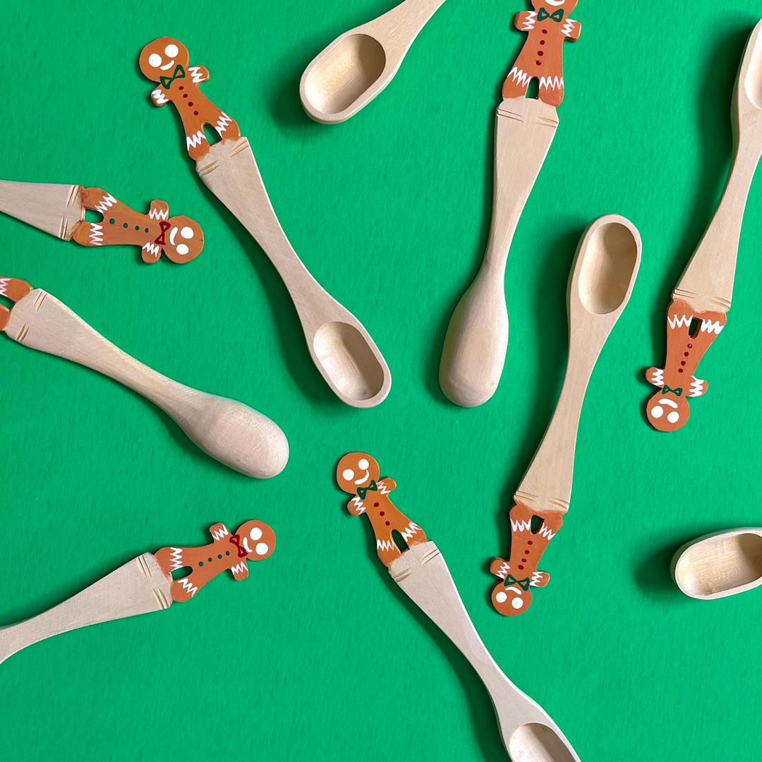 NEW! 6" Handmade Gingerbread Man Wooden Salsa or Jam Spoon Handmade in ...