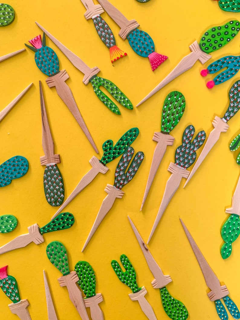 NEW Nopalito Cactus Handmade Alebrije Reusable Appetizer Toothpicks ...
