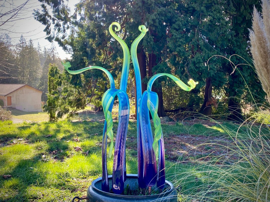 Made to Order - 6 Multi Colored Fronds - Hand Blown Glass Garden Art - Etsy