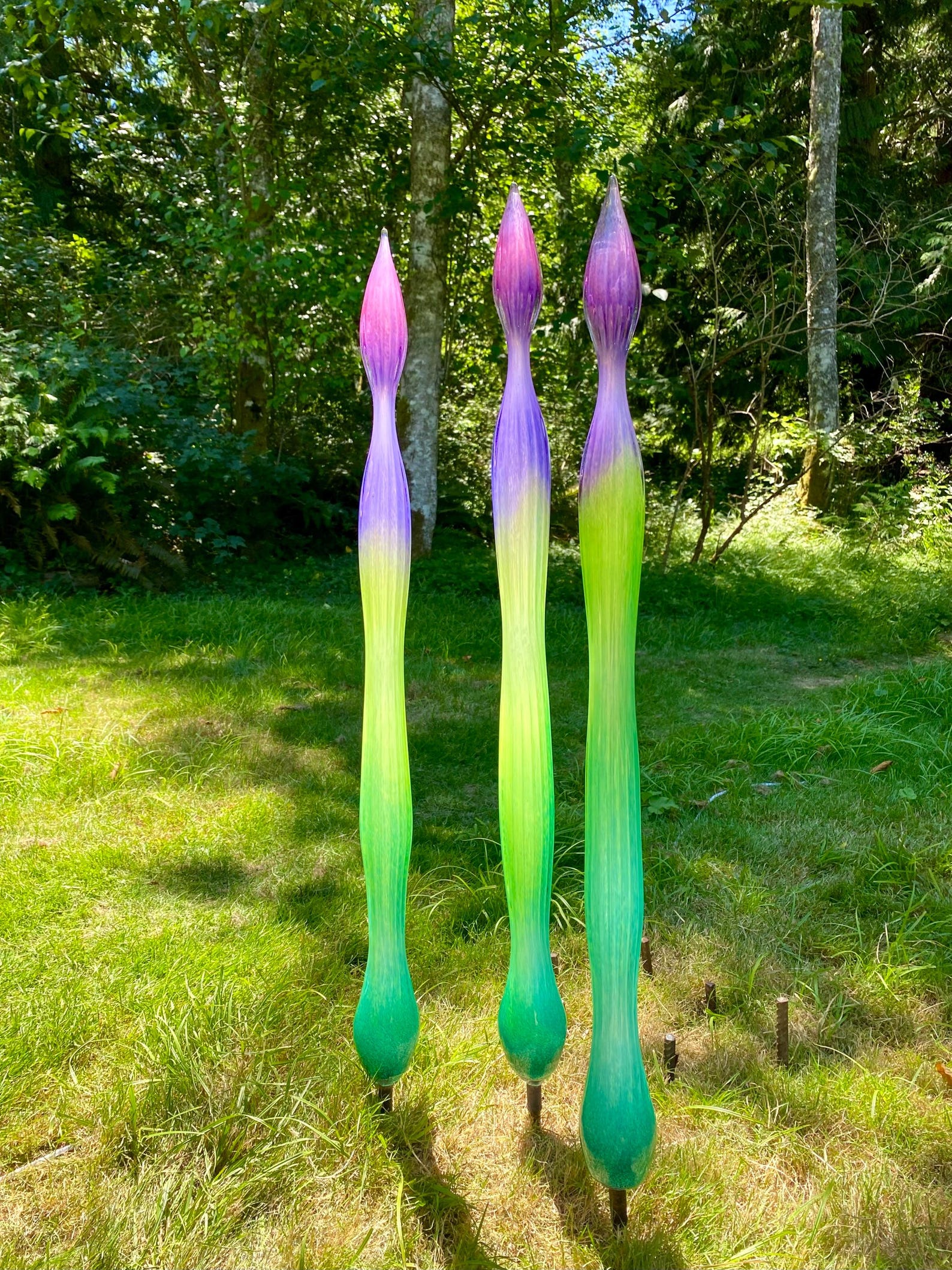 MADE TO ORDER - Spire Trio - Handblown Glass Garden Art - Etsy