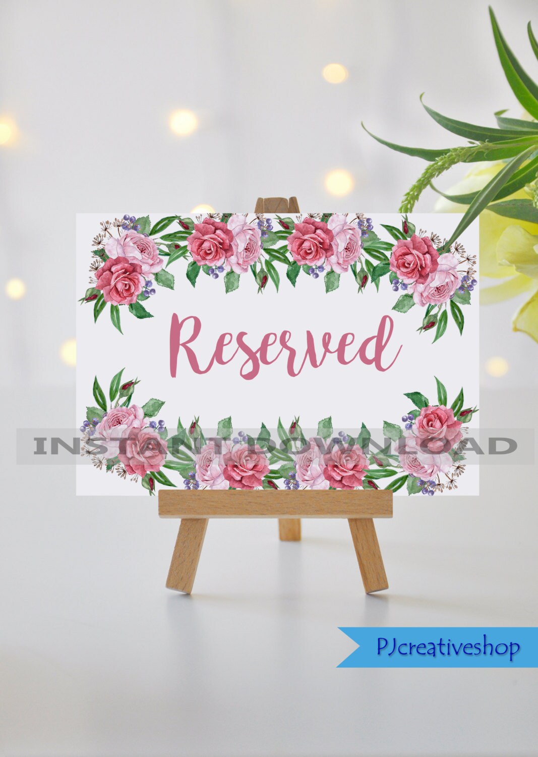 PRINTABLE Wedding Sign/reserved Sign/roses/pink & Red Roses Wedding ...