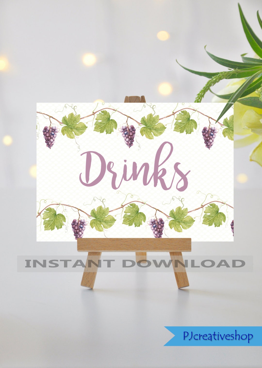 PRINTABLE Wedding Sign/drink Sign/vineyard Wedding/grapevine Wedding ...