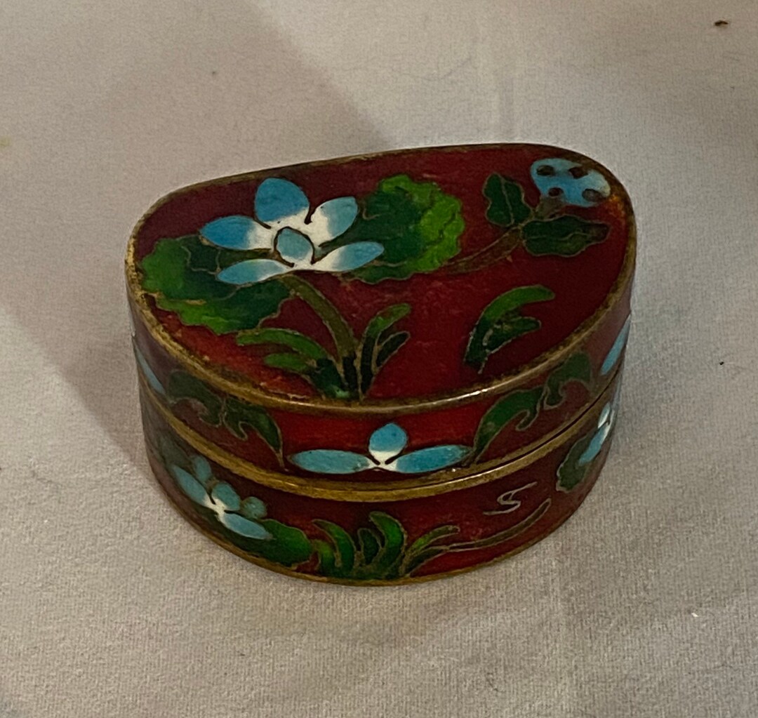 Enameled Mini Half Circle Trinket Box Floral - Etsy