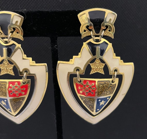 Unique Modern Art Deco Crest Edgar Berebi Drop Earrin… - Gem