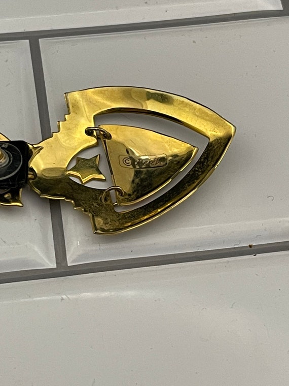 Unique Modern Art Deco Crest Edgar Berebi Drop Earrin… - Gem