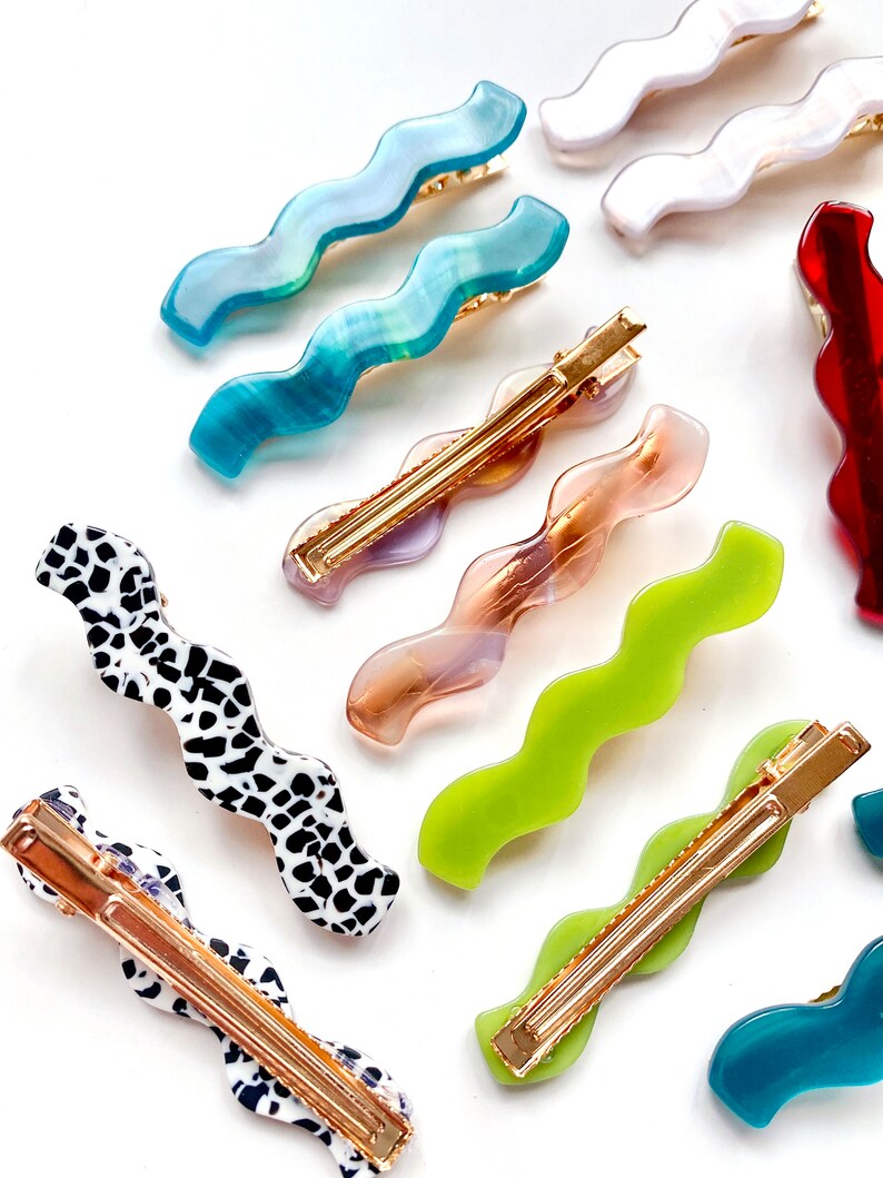 Barrette Hair Clip/wave Shape Hair Clip/minimalist Hair - Etsy