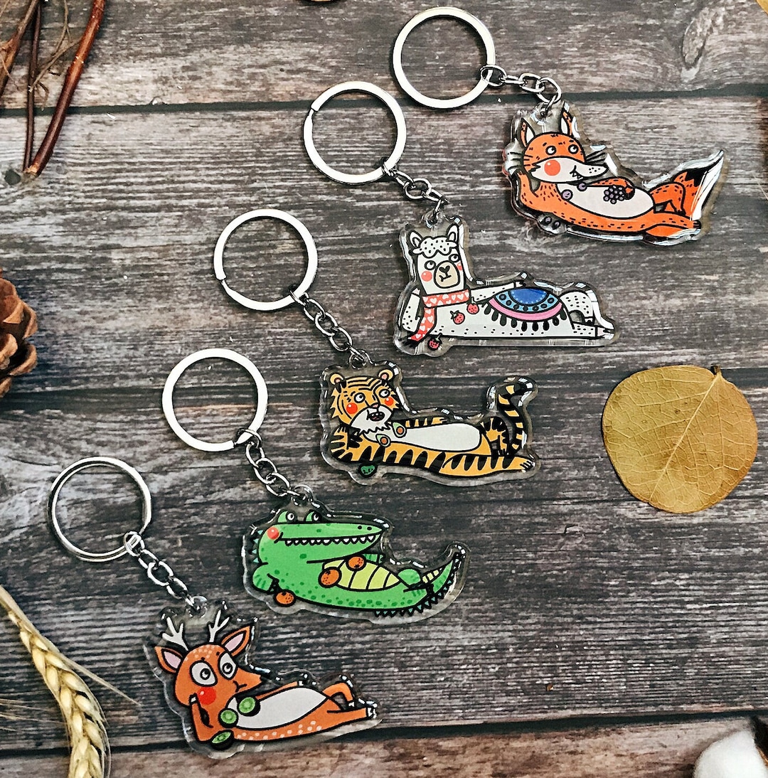 Cute Illustration Keychain/ Cute Animal Keychains/ Kawaii Acrylic ...