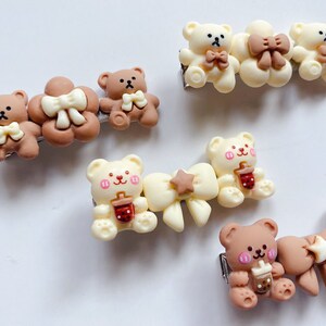 4 Cute Bear Hair Clips/hair Clip Set/cute Hair Clip/kawaii Hair Clip ...