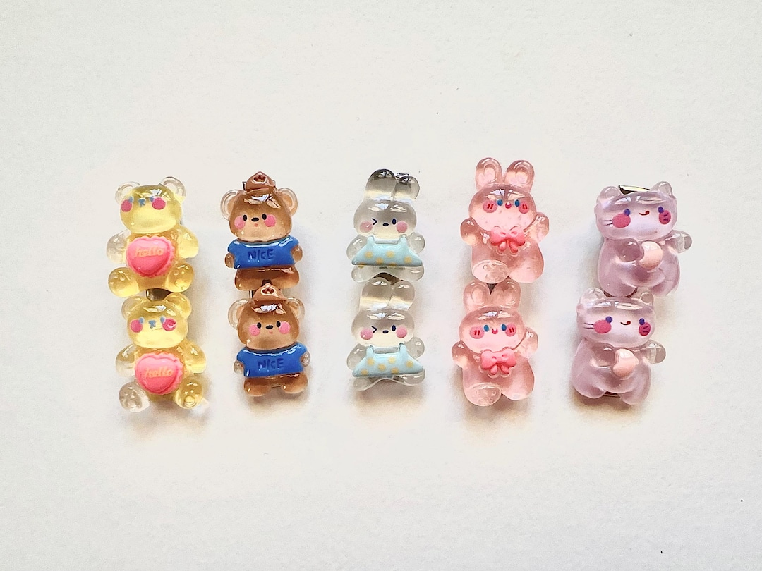 Acrylic Animal Hair Clip: Handmade Kawaii Bear, Cat, Rabbit - Etsy