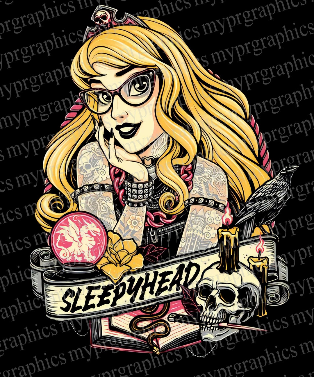 Sleepyhead - Princess Aurora | Tattooed Princess | Png T-shirt Design ...