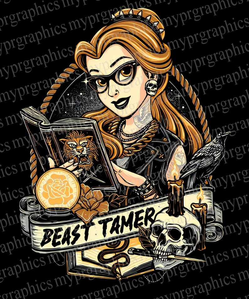 Beast Tamer - Belle | Tattooed Princess | Png T-shirt Design Digital ...