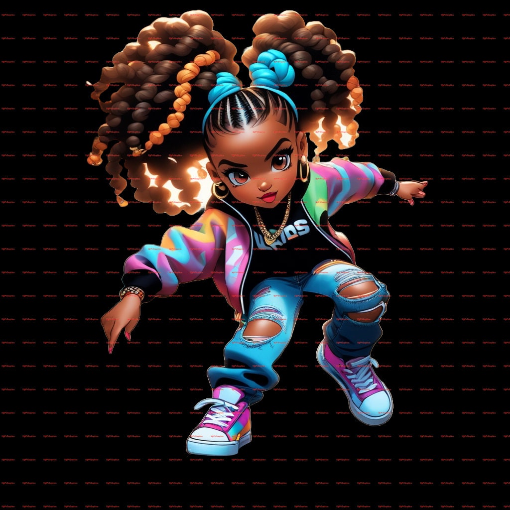 Chibi Black Girl Break Dance, Chibi-style African American Woman PNG ...