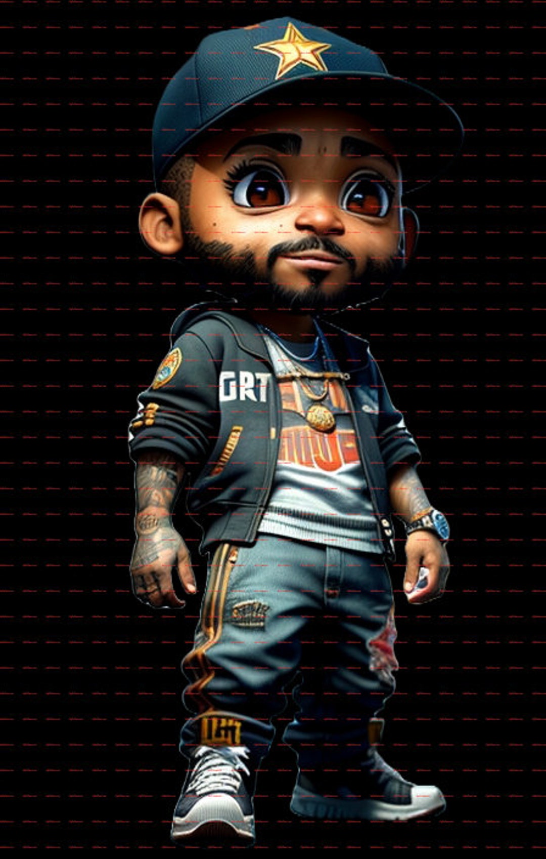 Chibi Black Man Beard Star Hat - Etsy