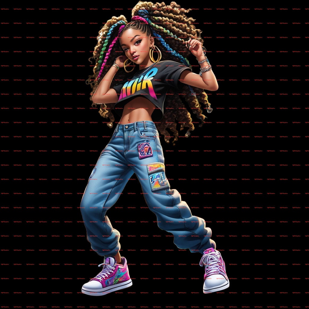 Chibi Black Girl Break Dance Rocker, Chibi-style African American Woman ...