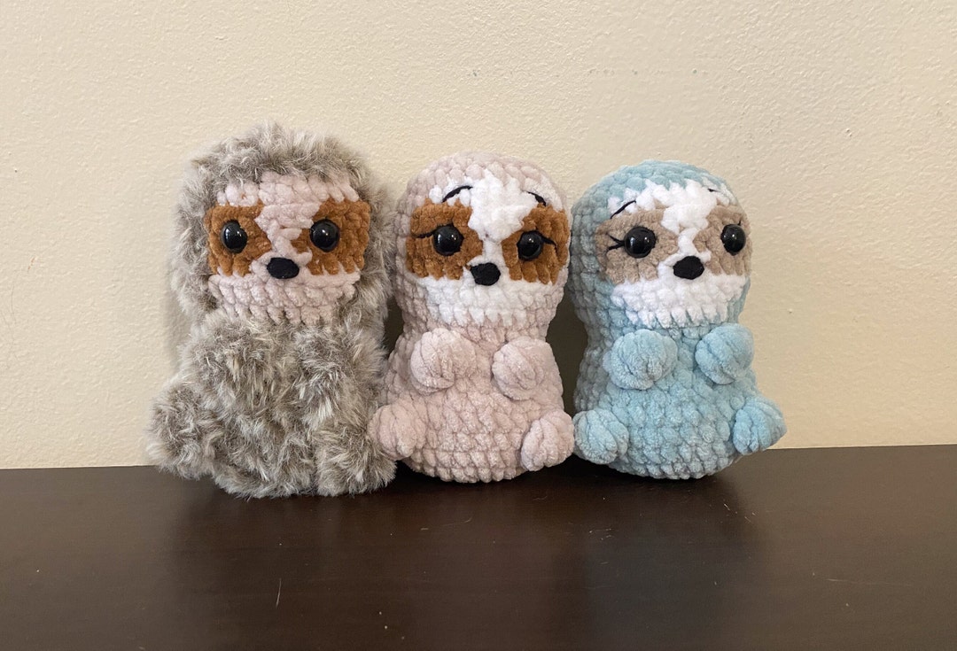 No Sew Mini Sloth Crochet Pattern, Small Easy Market Make, Chenille ...