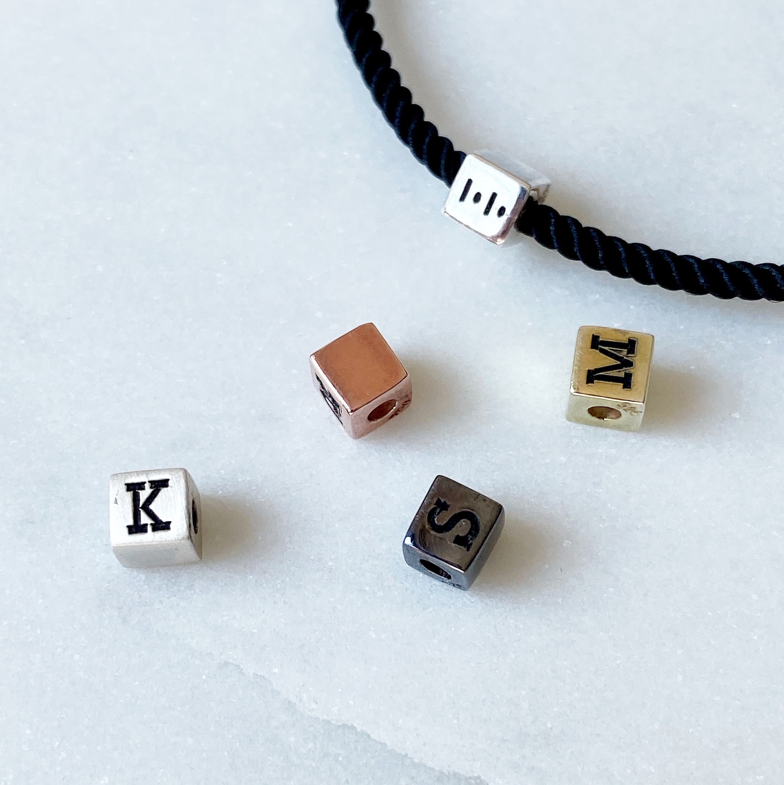 Personalised Initial Bracelet Sterling Silver Cube Bracelet - Etsy