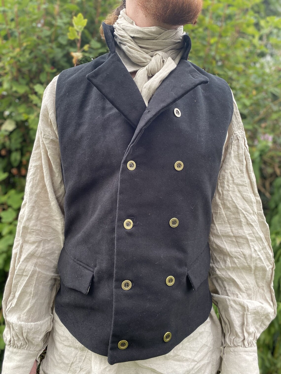 Regency Style Waistcoat in Black Moleskin Double Breasted 2 - Etsy