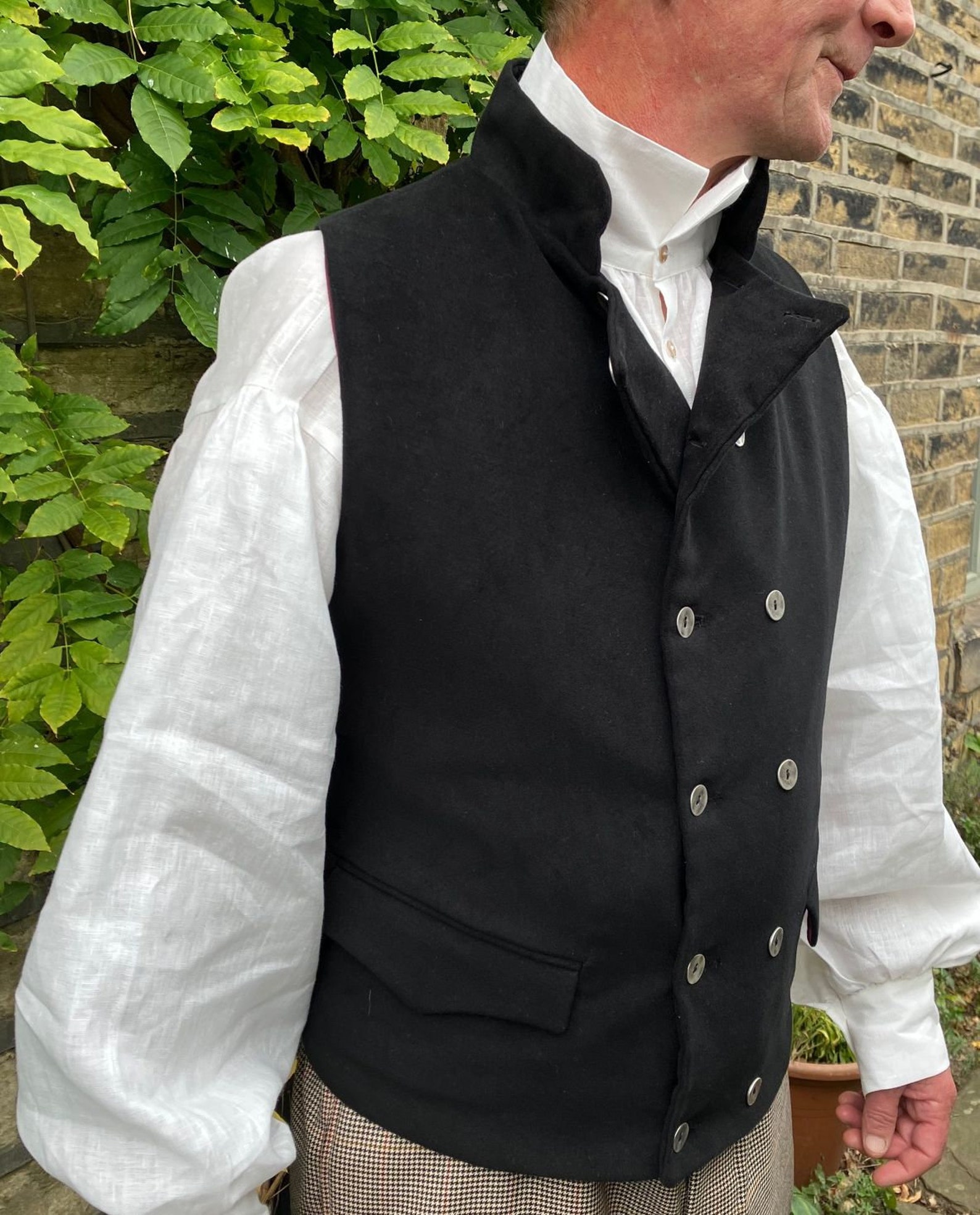 Regency Style Waistcoat in Black Moleskin Double Breasted 2 - Etsy