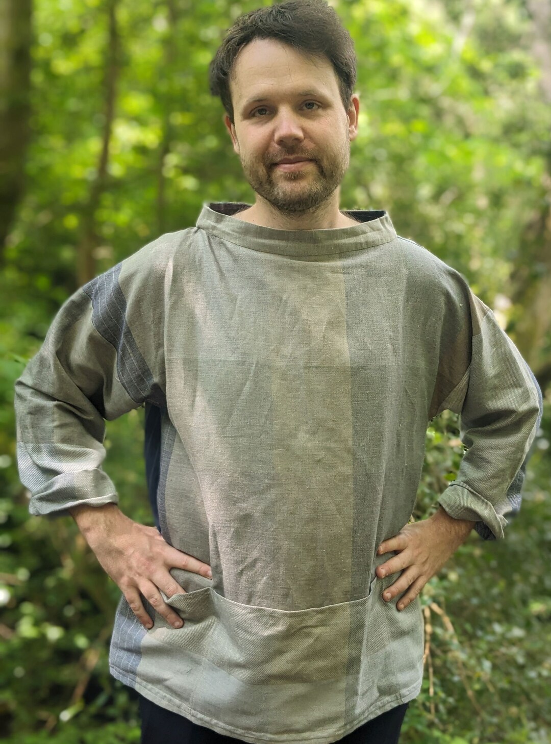 Artist's Smock in Irish Linen, Shades of Grey and Neutral in Woven ...