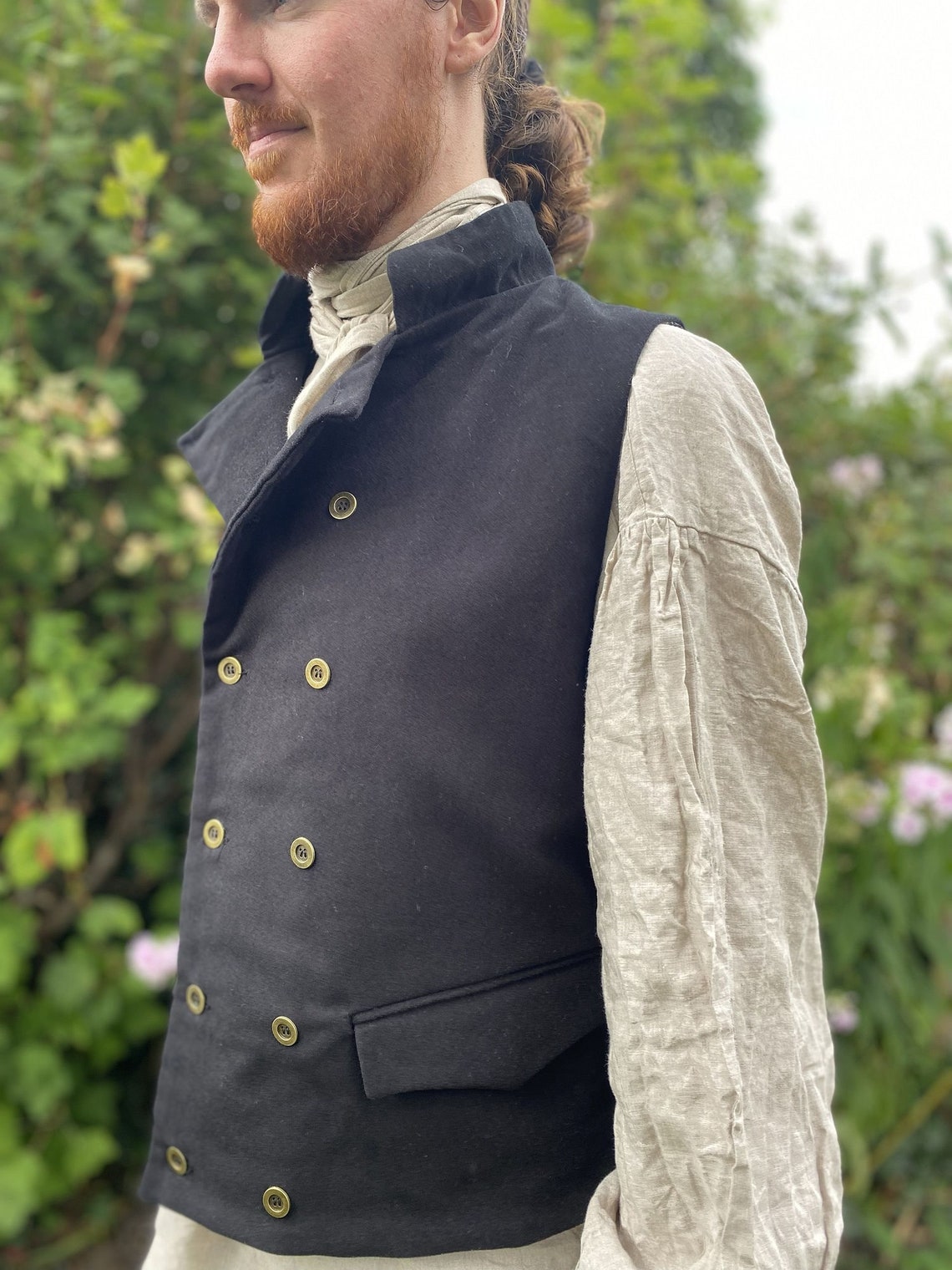 Regency Style Waistcoat in Black Moleskin Double Breasted 2 - Etsy ...