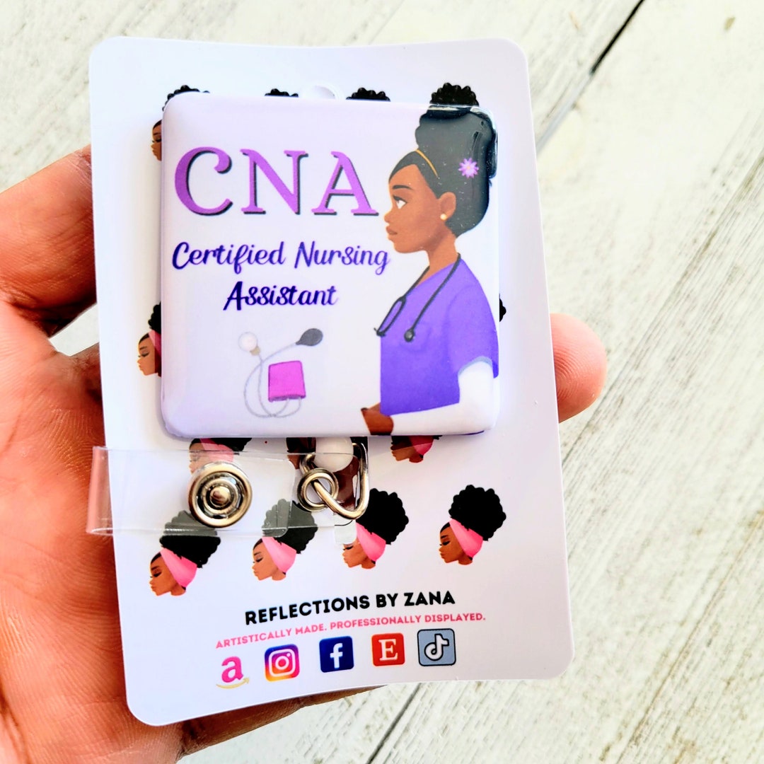 African American CNA Badge Reel, Retractable ID Holder Lanyard - Etsy