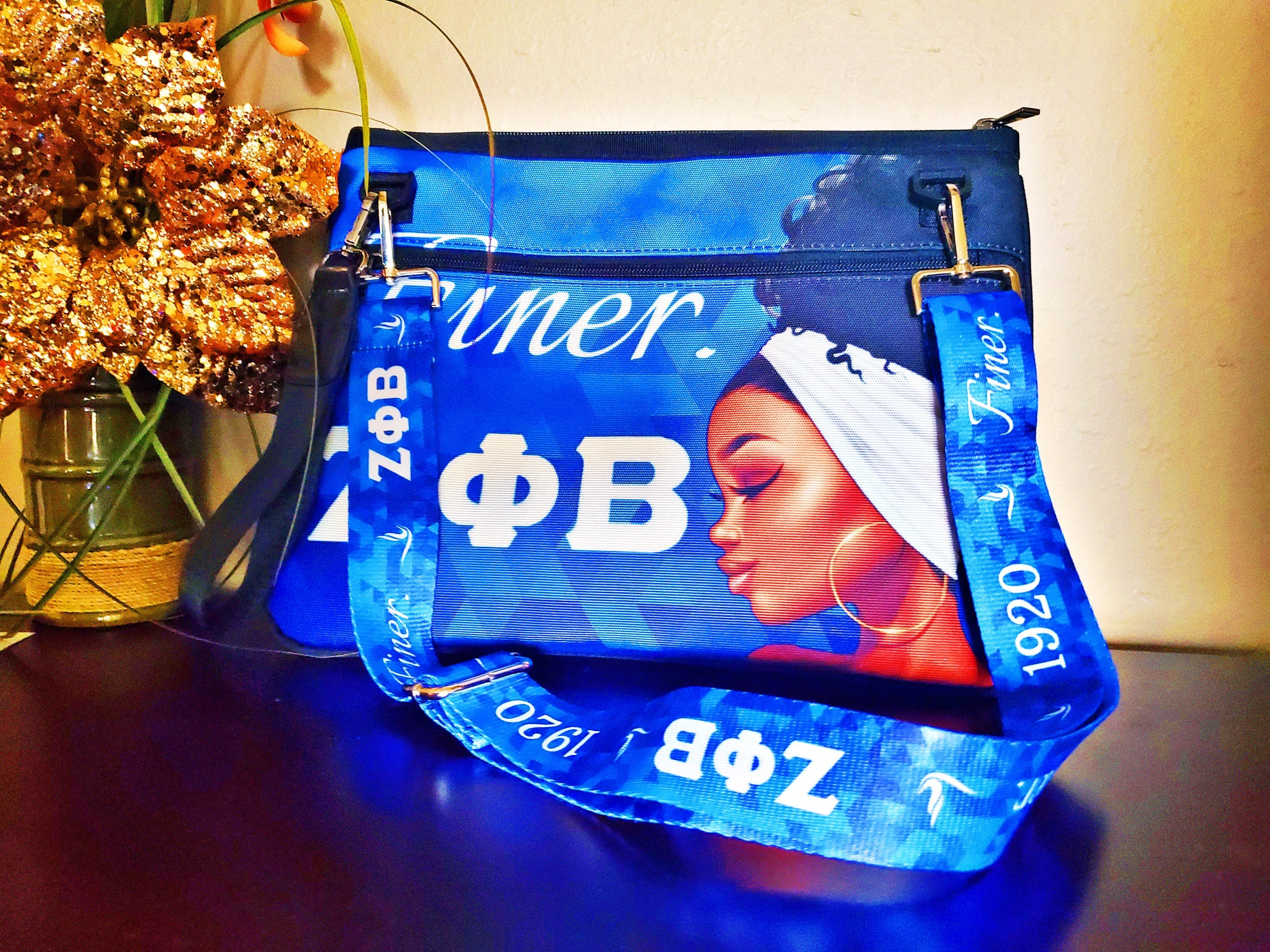Zeta Phi Beta Slim Crossbody Bag And Deluxe Custom Matching Etsy