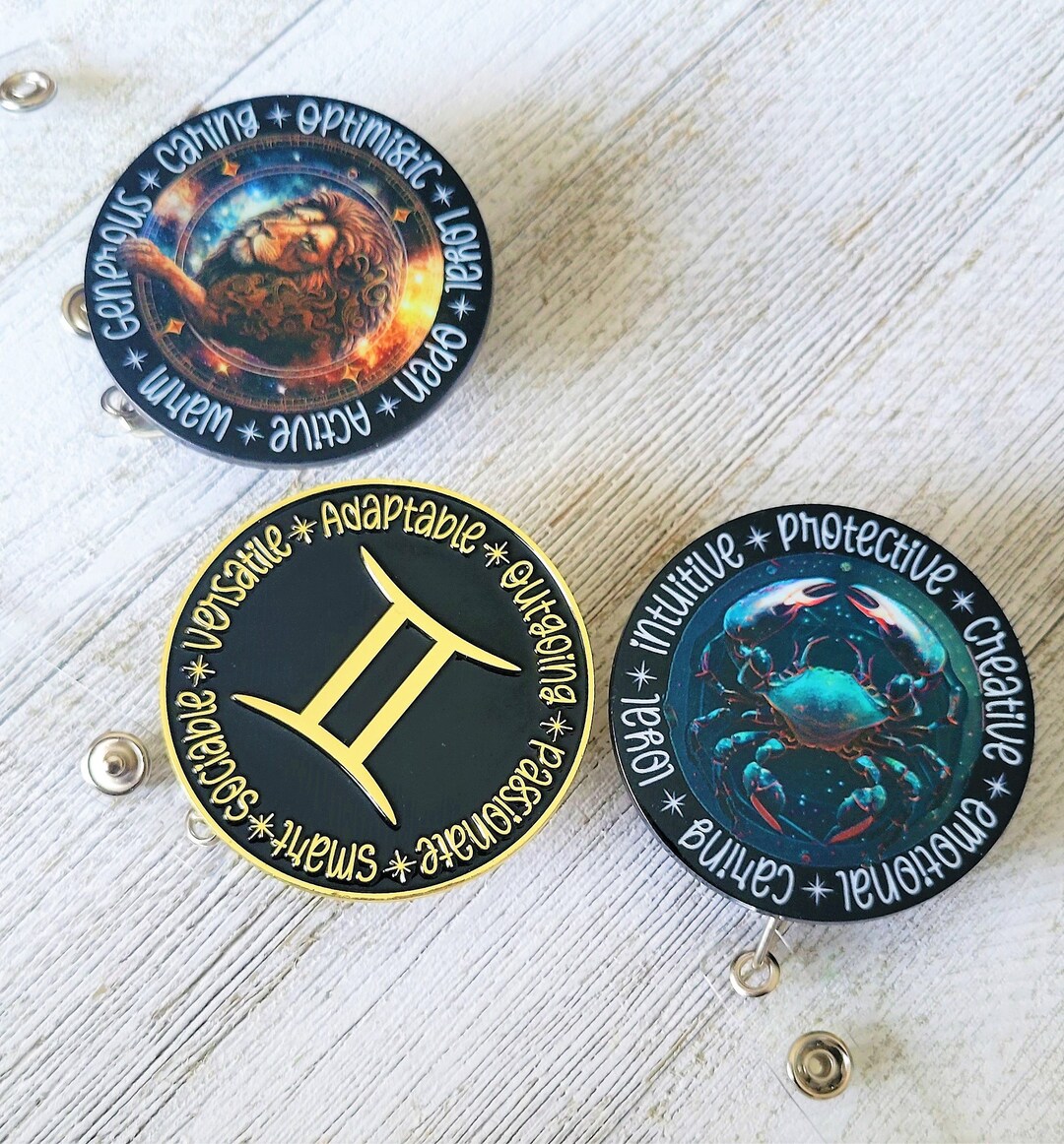 Leo Zodiac Badge Reels Zodiac Sign Enamel Badge - Etsy